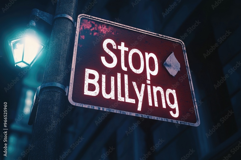 Anti bullying action: text stop bullying, call to end harmful behavior ...