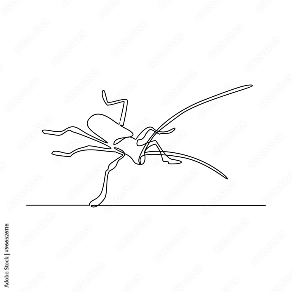 One continuous line drawing of insect vector illustration. Animal ...