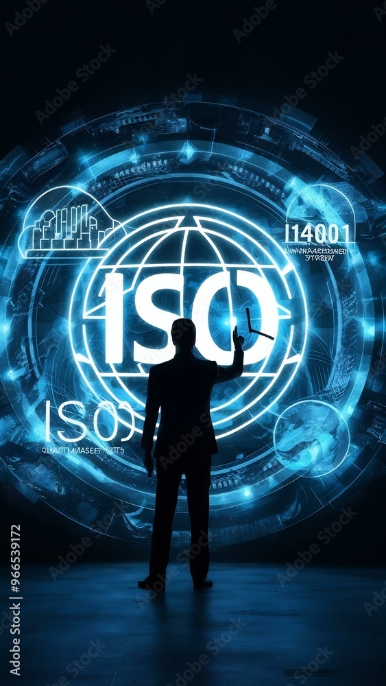 Iso concept businessman makes a checklist for standards iso 27001 ...
