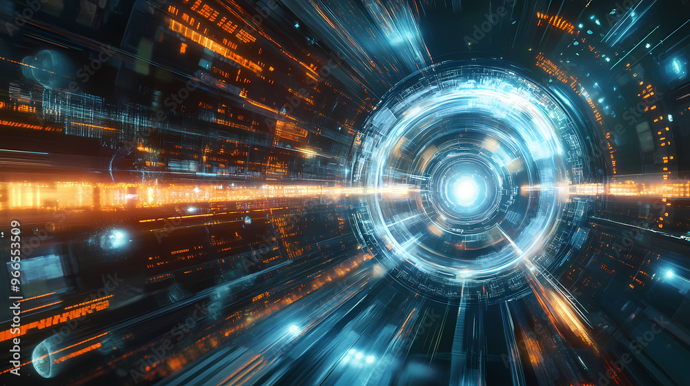 Time travel machine, futuristic time travel machine, a high tech ...