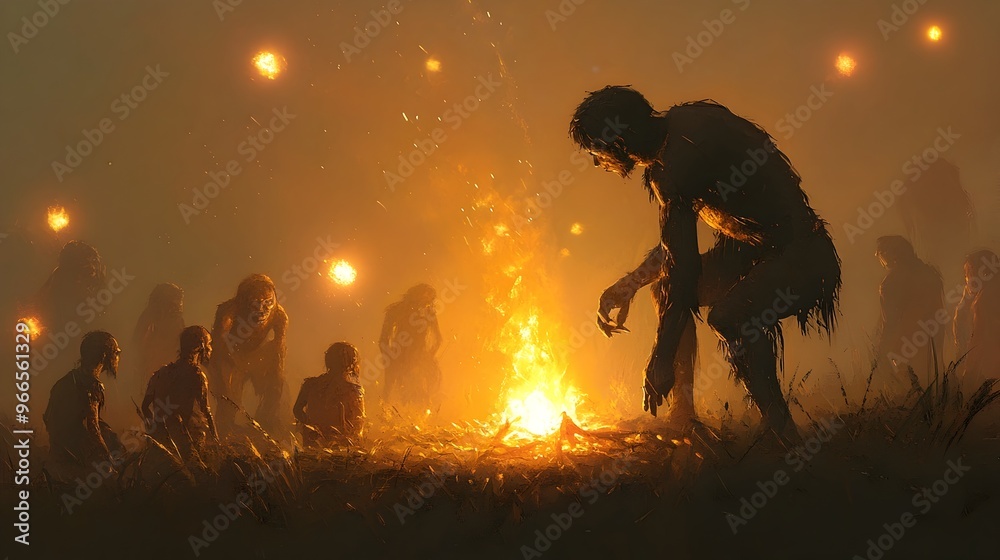 Early Humans Discovering the Transformative Power of Fire a Milestone ...