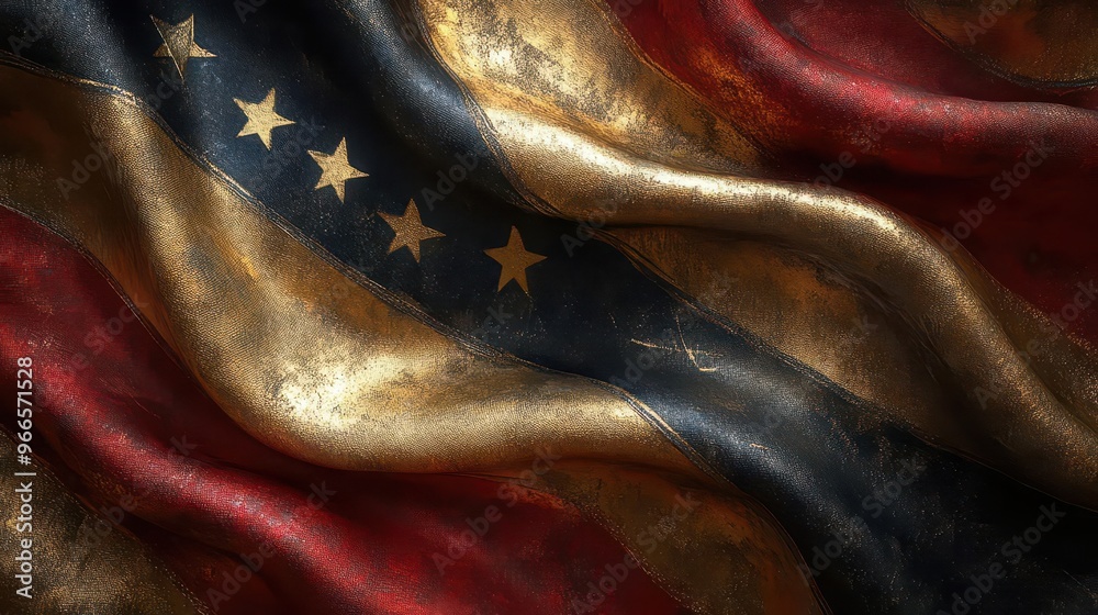 artfully folded american flag bathed in warm golden light creating ...