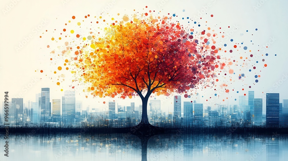 corporate ecosystem infographic abstract tree structure with branches ...