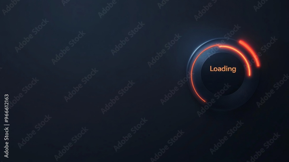 Modern Loading Screen Graphic with red "Loading" Text and Empty ...