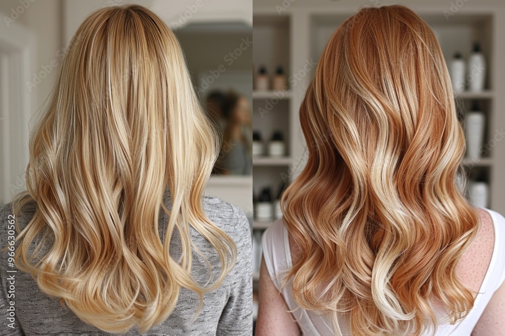 Photo & Art Print Before and after hair color transformation, showing ...