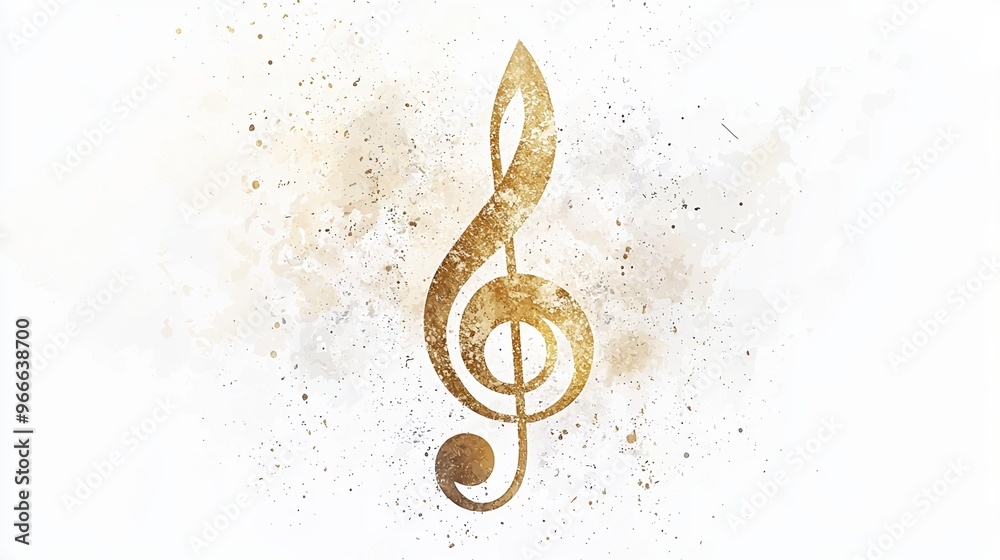 Elegant gold musical note design with splashes, perfect for music ...