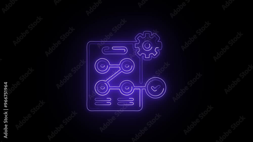 Planning Animated Icon. Neon Planning Badge Inside Circle. Strategy ...