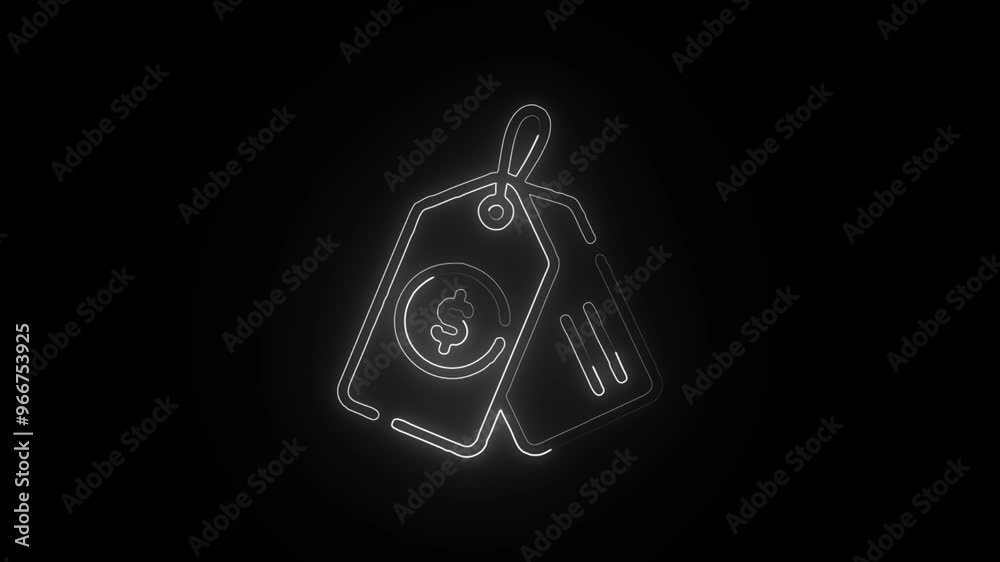 Neon Price Tag animated icon on dark background. Glowing animated Price ...