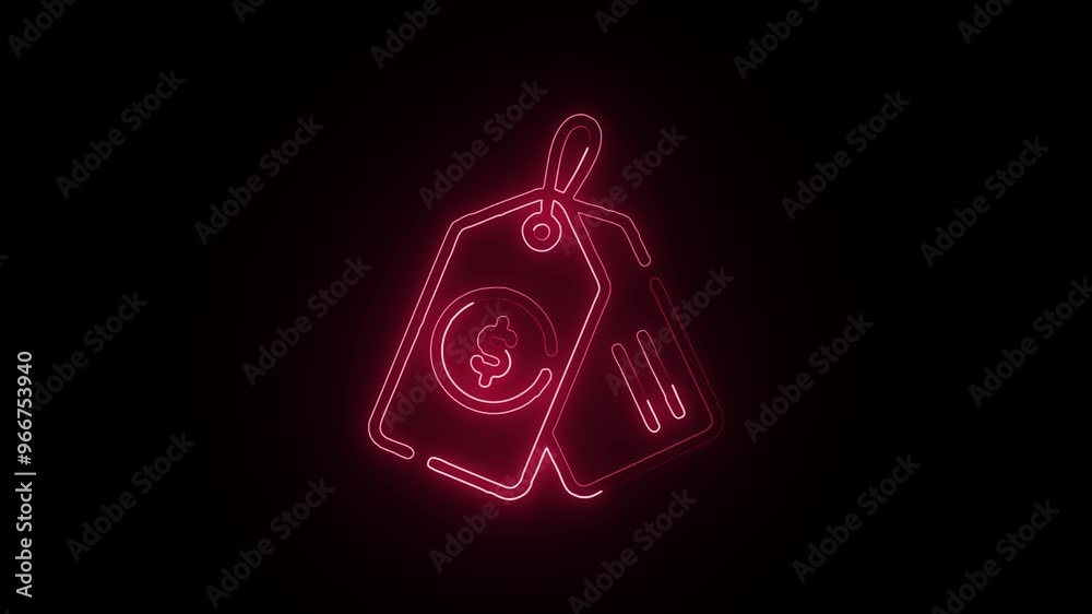 Neon Price Tag animated icon on dark background. Glowing animated Price ...