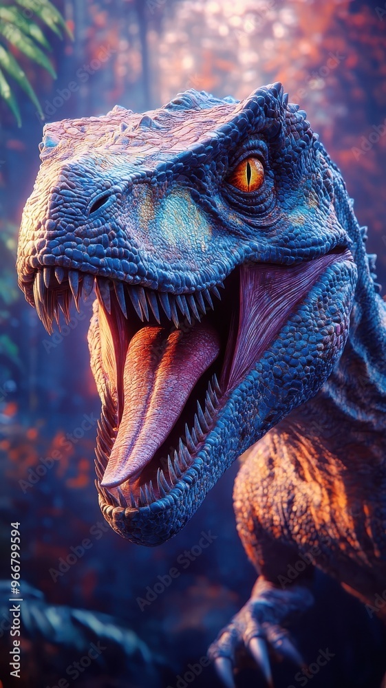 Dinosaur depicted in stylized 3D style, offering a vivid, realistic ...