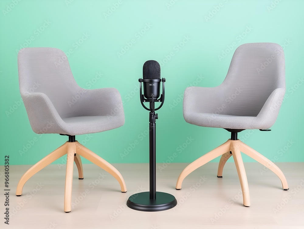 Colorful Modern Interview Setup with Yellow and Blue Chairs and ...
