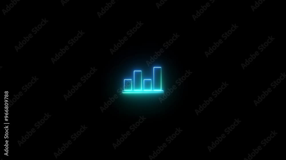 Neon glowing graph chart Infographic growth 2D object animation ...