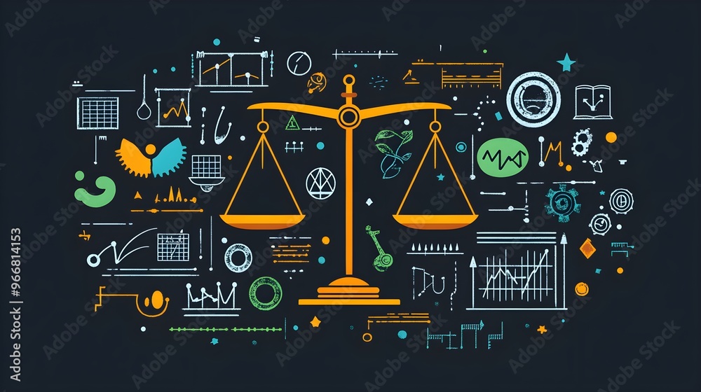 An abstract representation of equilibrium, where a balanced scale rests ...