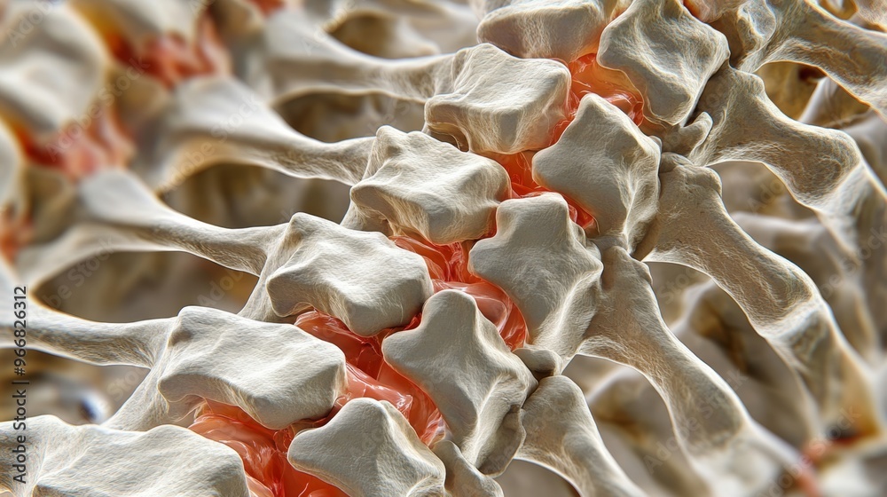 Detailed Medical Visualization of Spine Vertebrae, Muscle, and ...