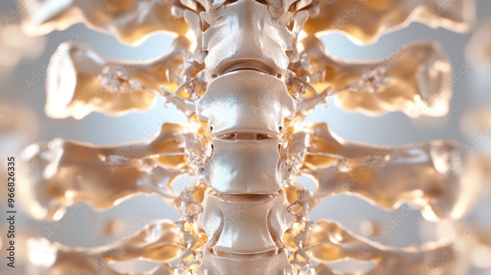 Detailed Medical Visualization of Spine Vertebrae Surrounded by Muscle ...