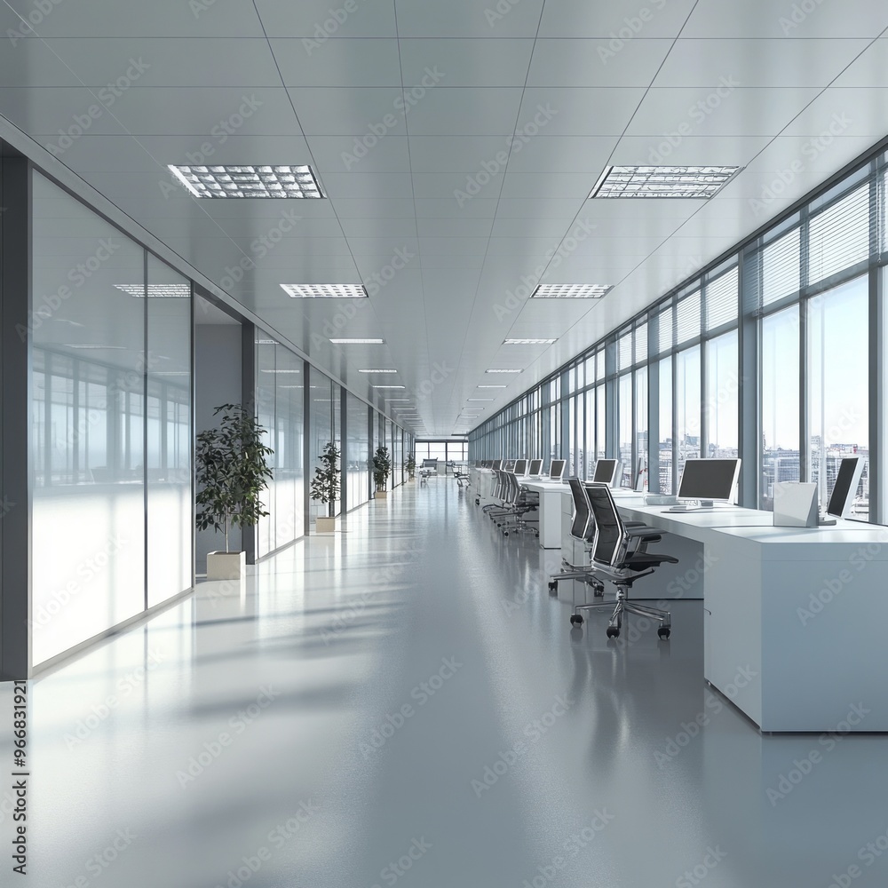 Foto de an empty huge office, Zoomed out, Isolated on the right side of ...