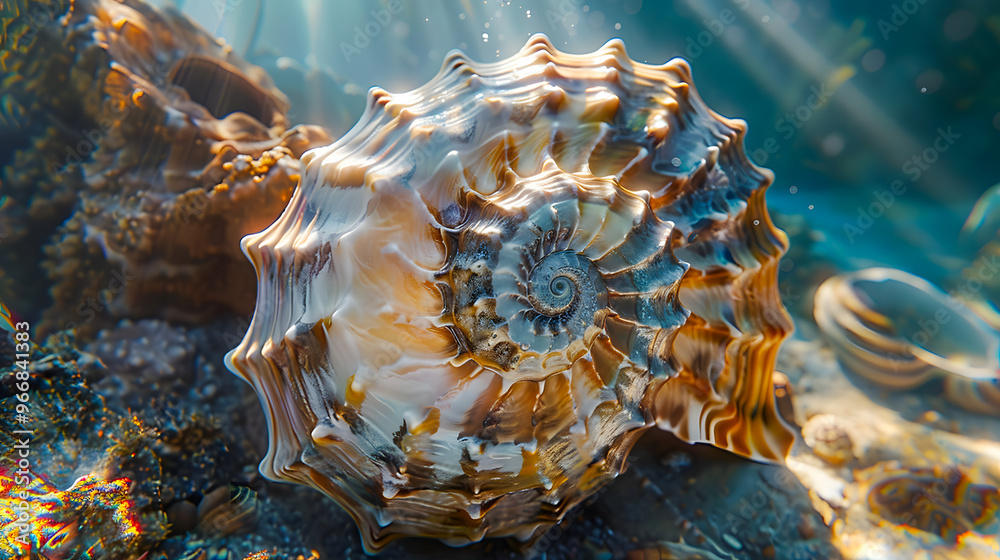 Intricate sea shell with a spiral pattern, displaying the beauty of ...