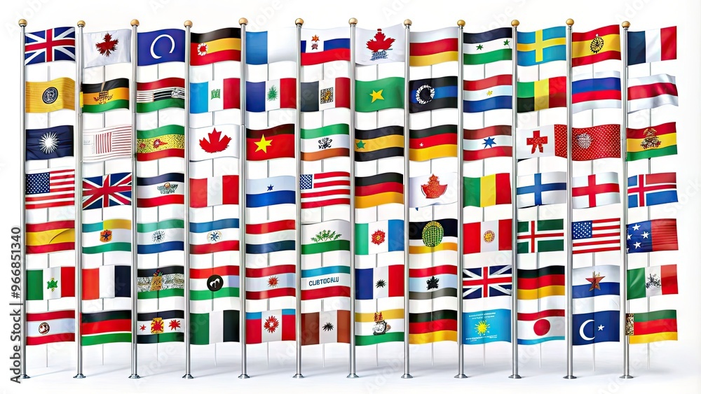 Vibrant collection of flags from around the globe, accurately labeled ...