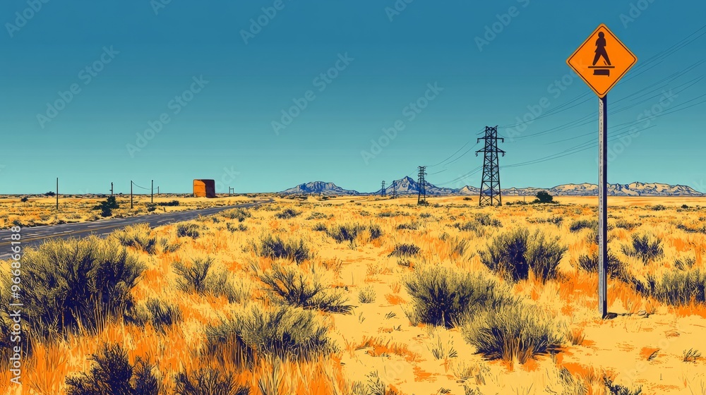 Vector Design of Radioactive Warning Signs Scattered Across a Barren ...