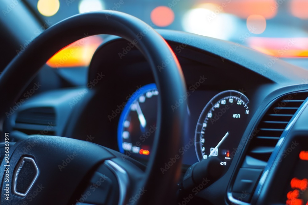 Detailed Image of a Car Dashboard Featuring an Installed Telematics ...