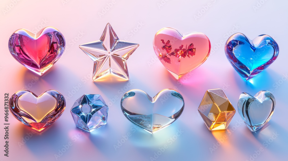 These are beautiful, shiny glass icons that look like they're made of ...