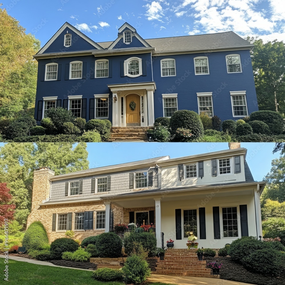 Before and After Images of a Home Exterior Transformed by Professional ...