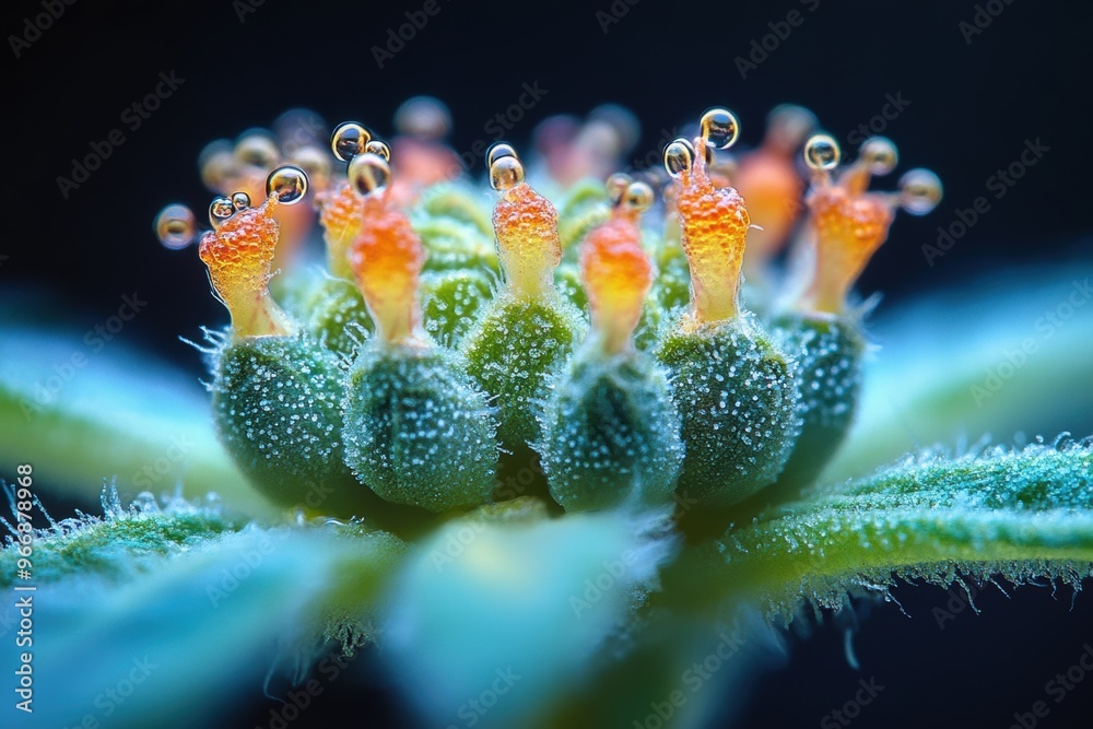 Cannabis Plant with Visible Trichomes Under Microscope Stock Photo ...