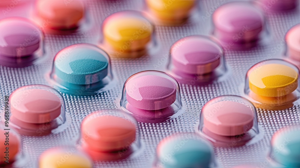 12. An open blister pack of hormone replacement therapy tablets, each ...