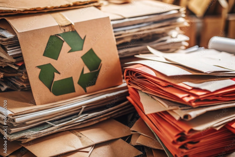 A stack of aged documents sits next to a crumpled paper with a ...