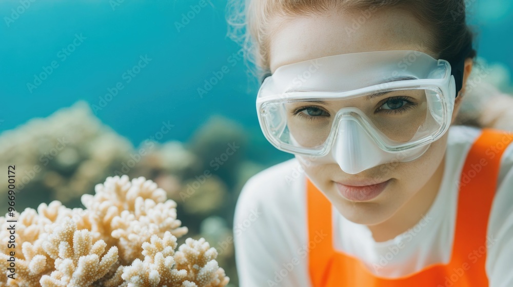Marine Biologist Observing Coral Polyps Feeding and Showcasing the ...