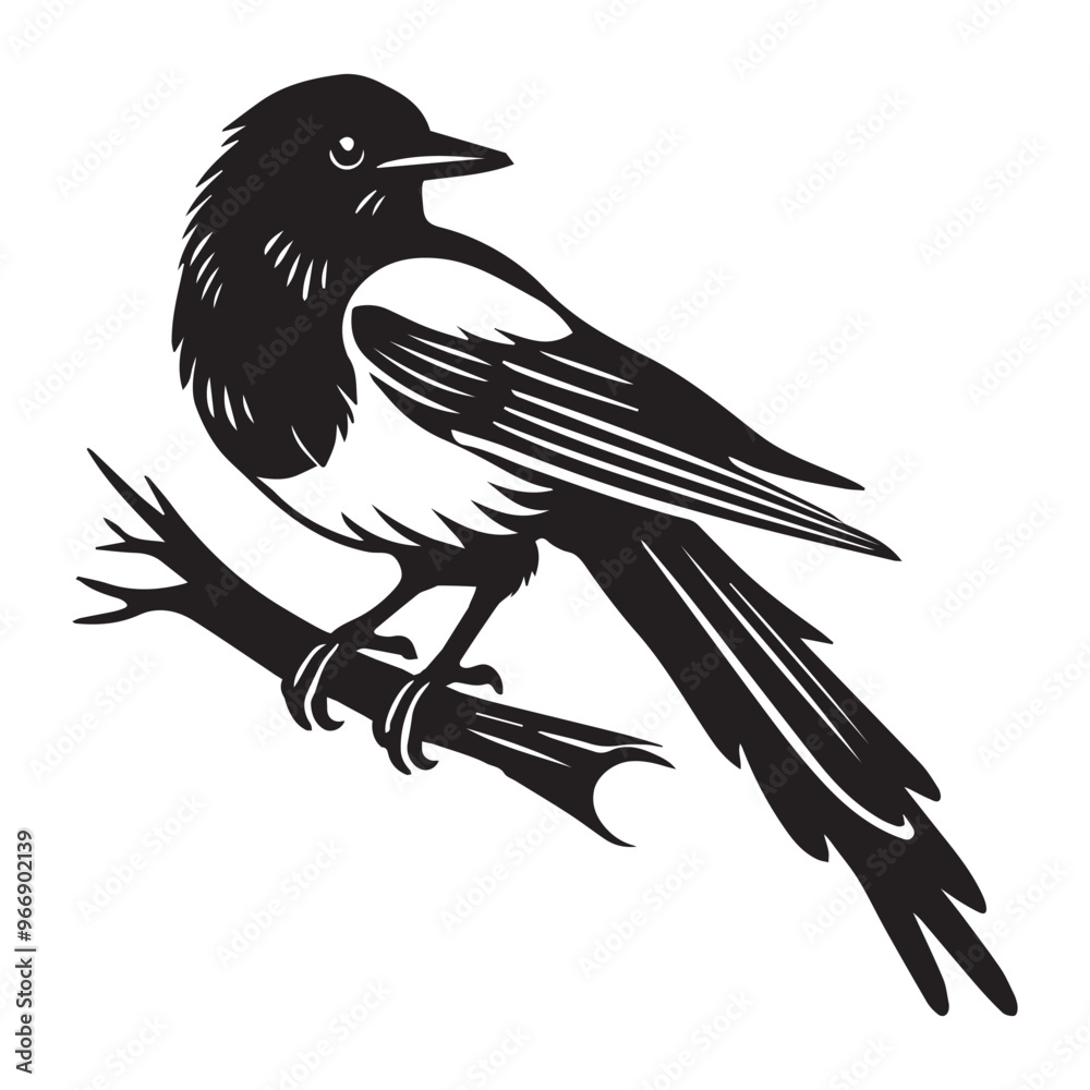 American magpie Clipart - Black-billed Magpie Vector Illustration in ...