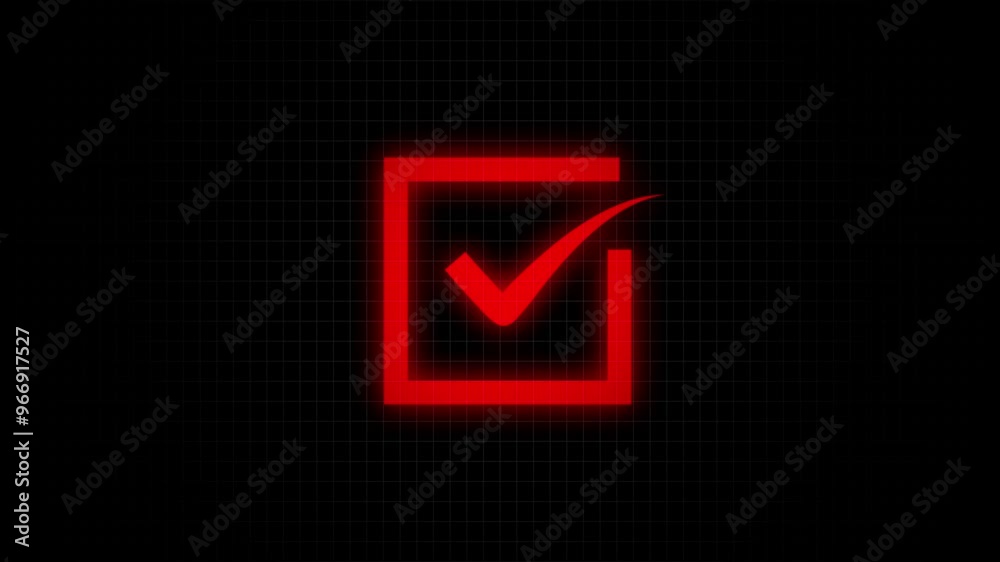 Red color Check mark verified selection, approve and confirm sign in ...
