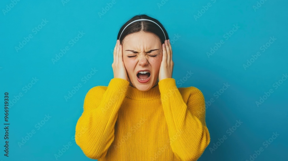 Person covering their ears trying to block out the overwhelming noise ...