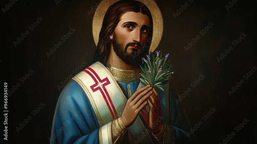 Sacred icon: A portrait of Saint Josaphat, capturing the revered image ...