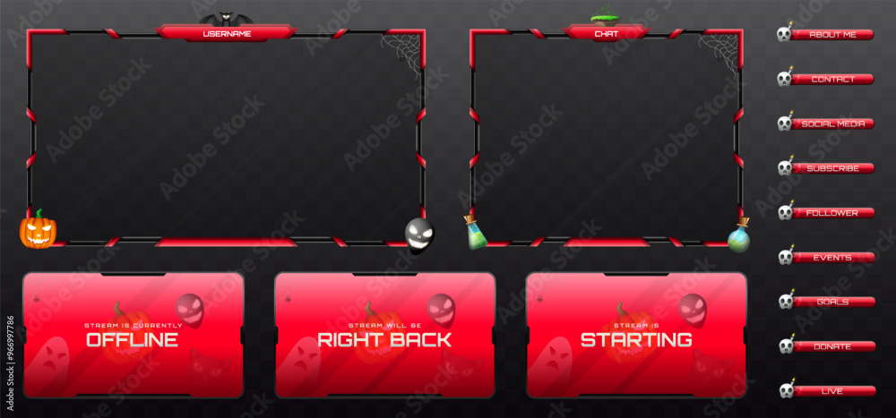 Halloween Themed Stream Overlay Webcam Screen Frame and Stream Alert ...
