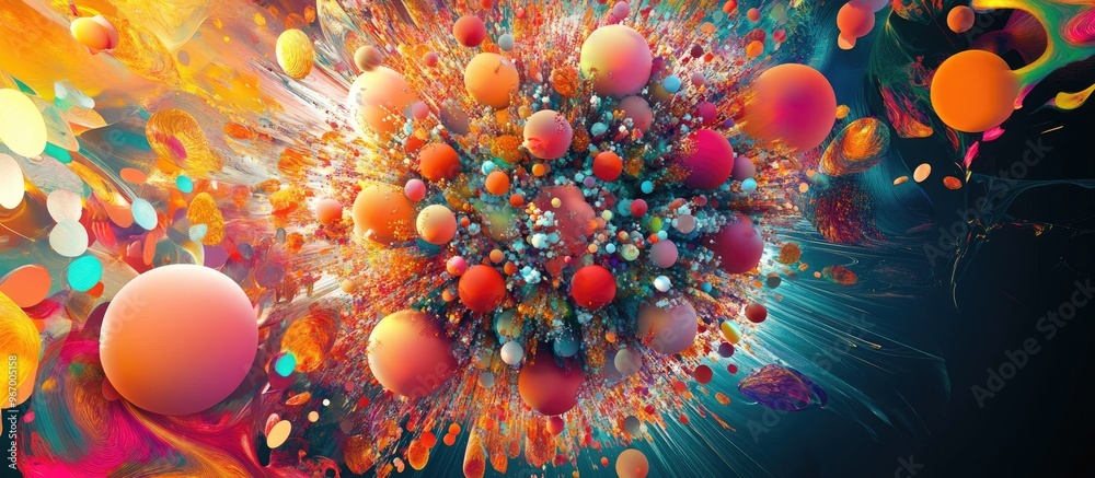 Vibrant spherical cluster featuring diverse symbols Dynamic round ...