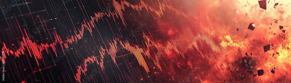 Dynamic stock market graph with vibrant colors depicting volatility and ...