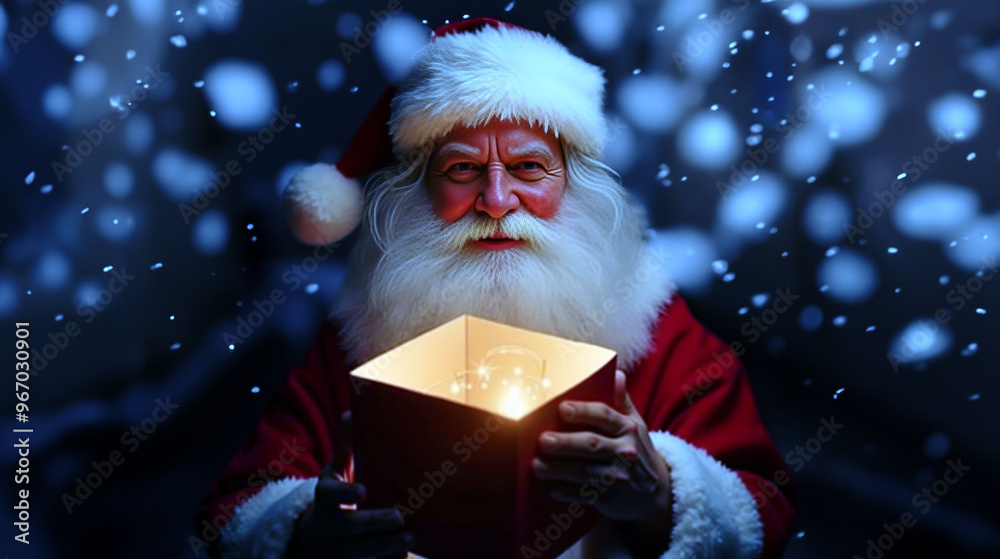 Generated imageSanta opens a glowing gift, light spilling out ...