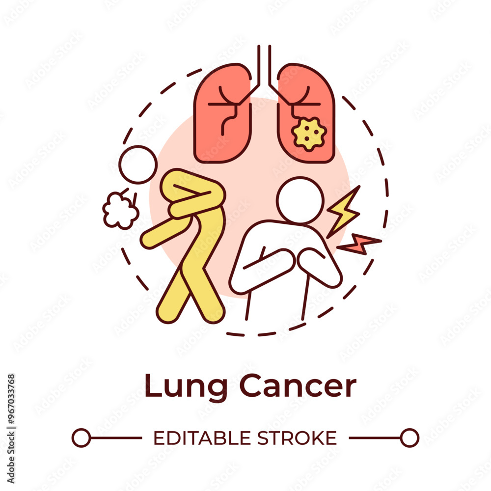 Lung cancer multi color concept icon. Type of cancer. Respiratory ...