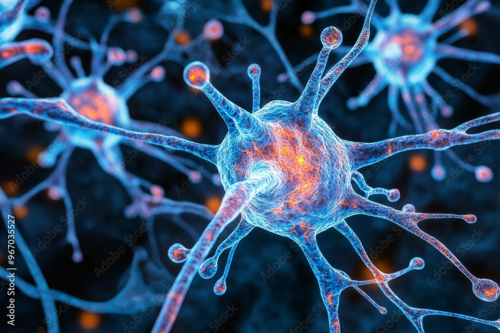 Synaptic transmission neuron activity and neural pathways detailed view ...