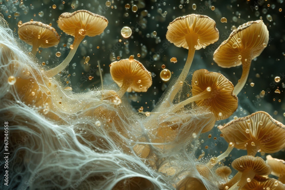 Spore Release: A detailed image of fungi releasing spores into the air ...