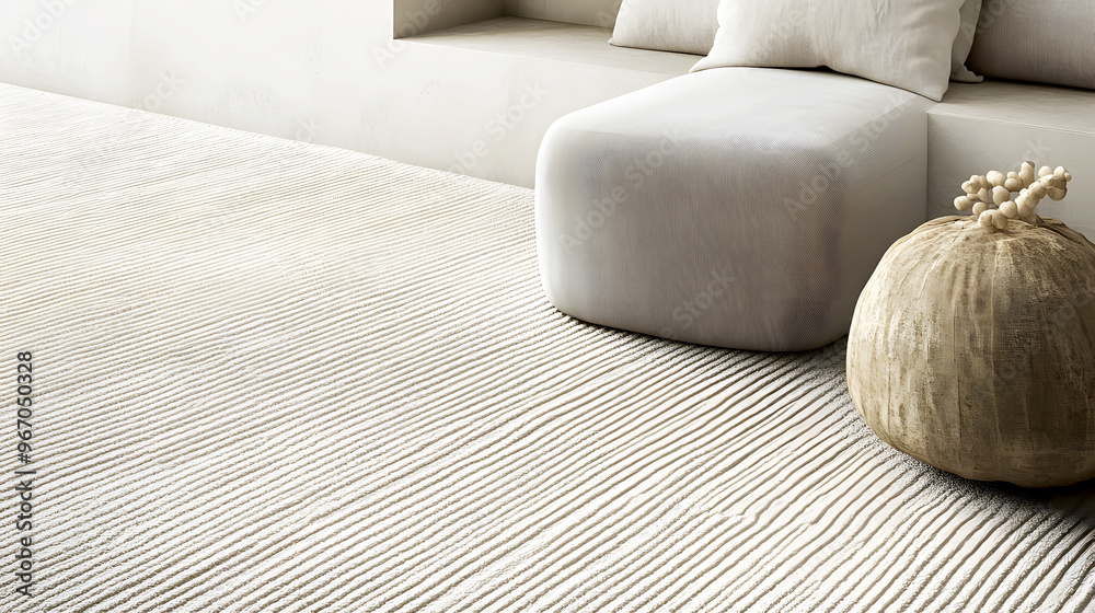 carpet with subtle raised lines in a monochromatic palette, creating a ...