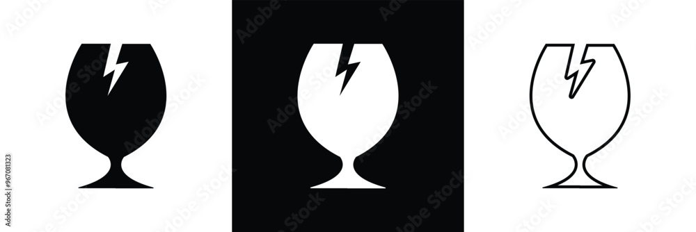 Broken glass. Fragile Packages, Logistics and Shipping Delivery Labels ...