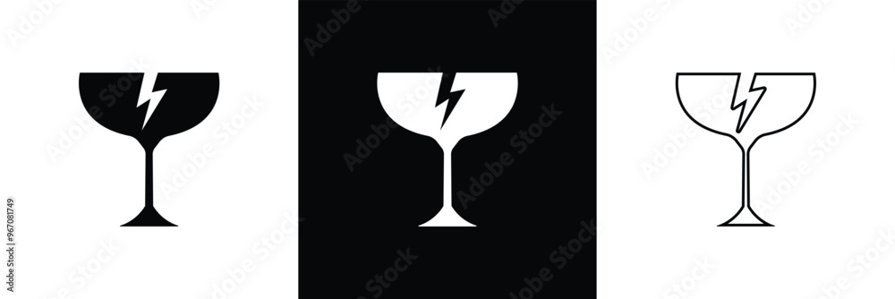 Broken glass. Fragile Packages, Logistics and Shipping Delivery Labels ...