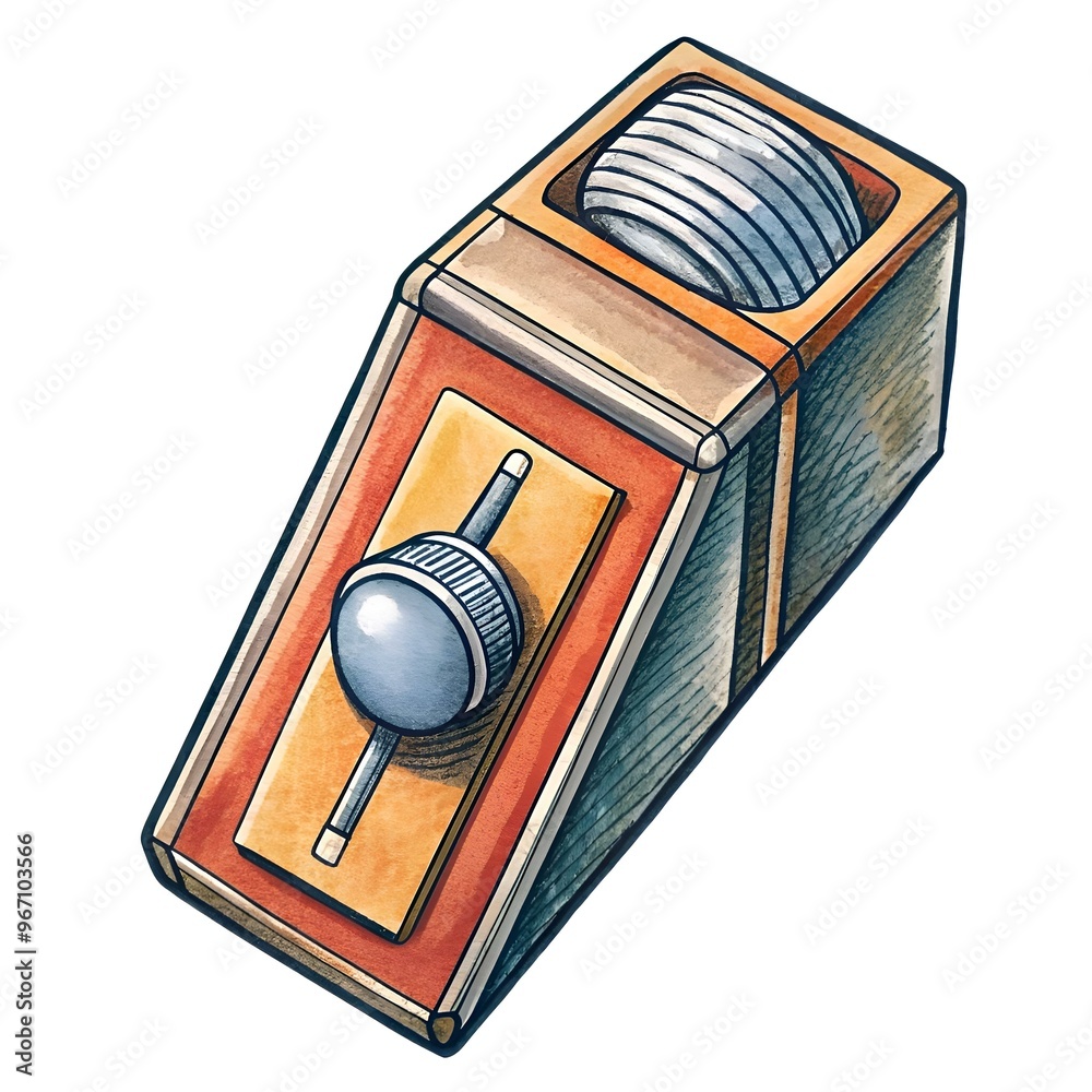 Vintage style illustration of a hand drawn. retro device with a dial. a ...