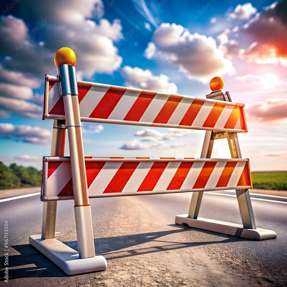 A realistic 3D model of a construction barricade. perfect for warning ...