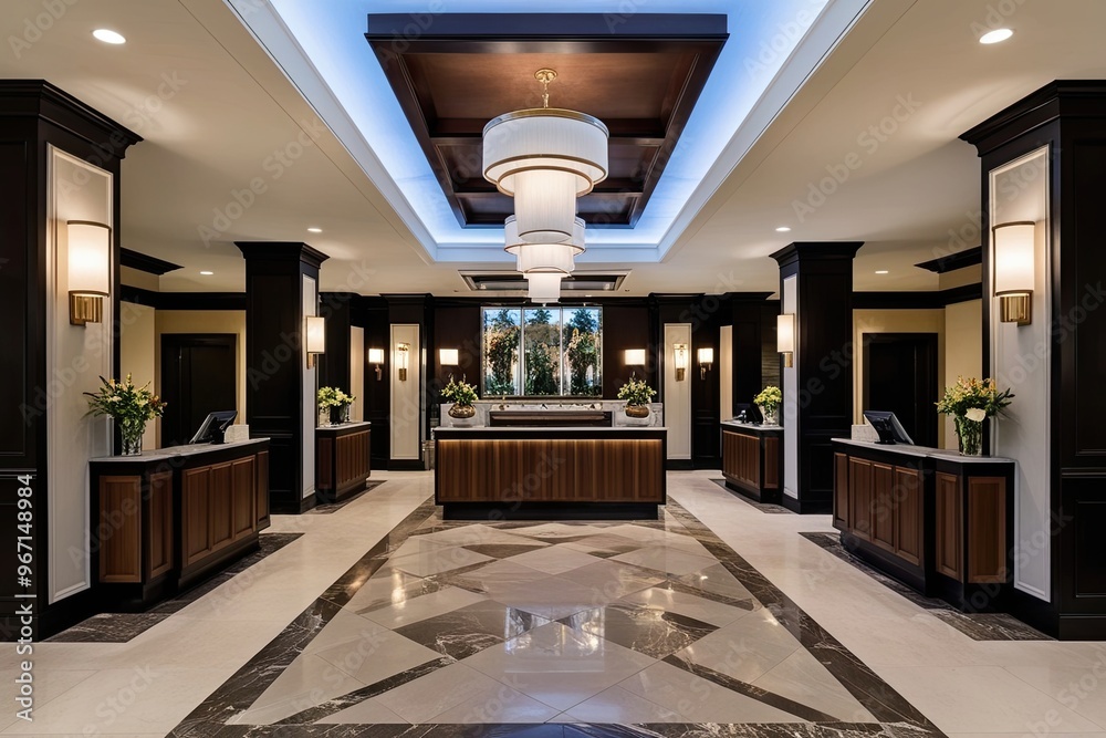 Luxury Hotel Lobby Featuring Elegant Reception Design and Stunning ...