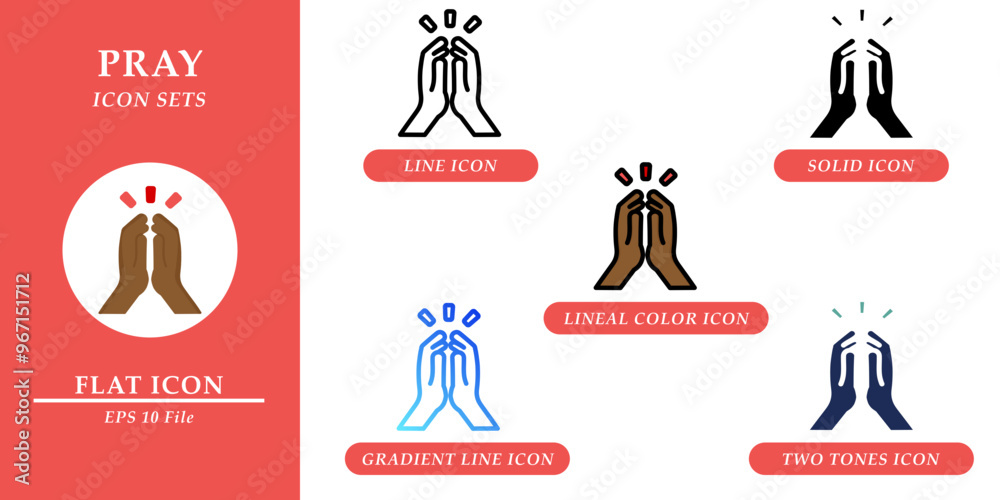 Pray icons sets. Soft skills concept. Various style icons on isolated background for web design ...