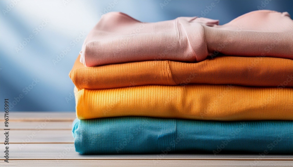 stacked pile of colorful cotton clothes, showcasing vibrant hues of ...