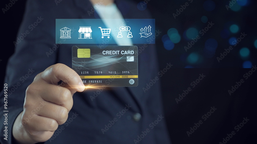 Businessman hand holding Credit card, online shopping concept, usage of ...